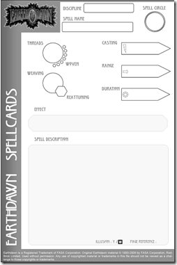 Earthdawn Blog: Earthdawn Spell Cards